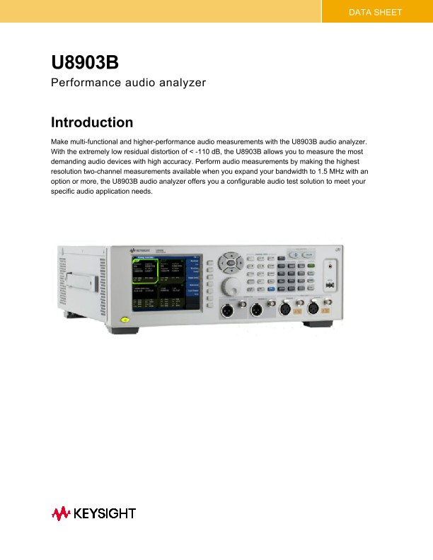 U8903B Performance Audio Analyzer PDF Asset Page | Keysight